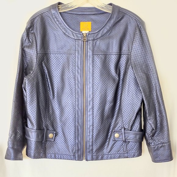 Ruby Rd. | Jackets & Coats | Ruby Rd Navy Blue Pearl Faux Vegan Leather ...